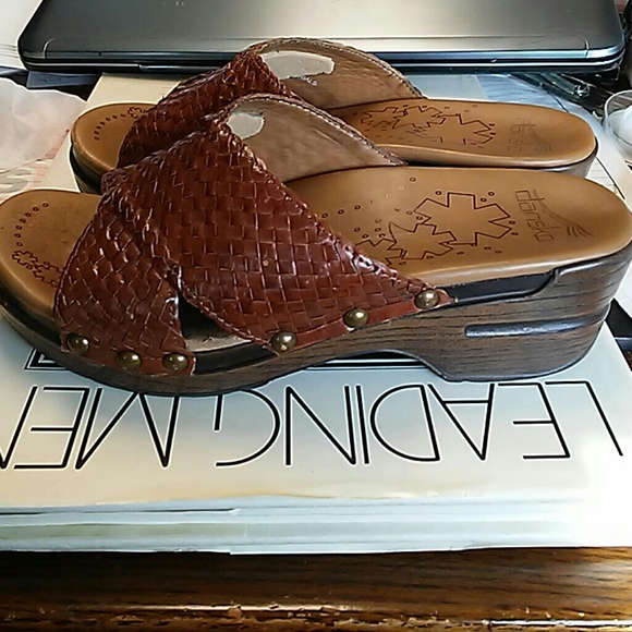 Dansko | Shoes | Dansko Slides Mules Mila Woven Leather | Poshmark